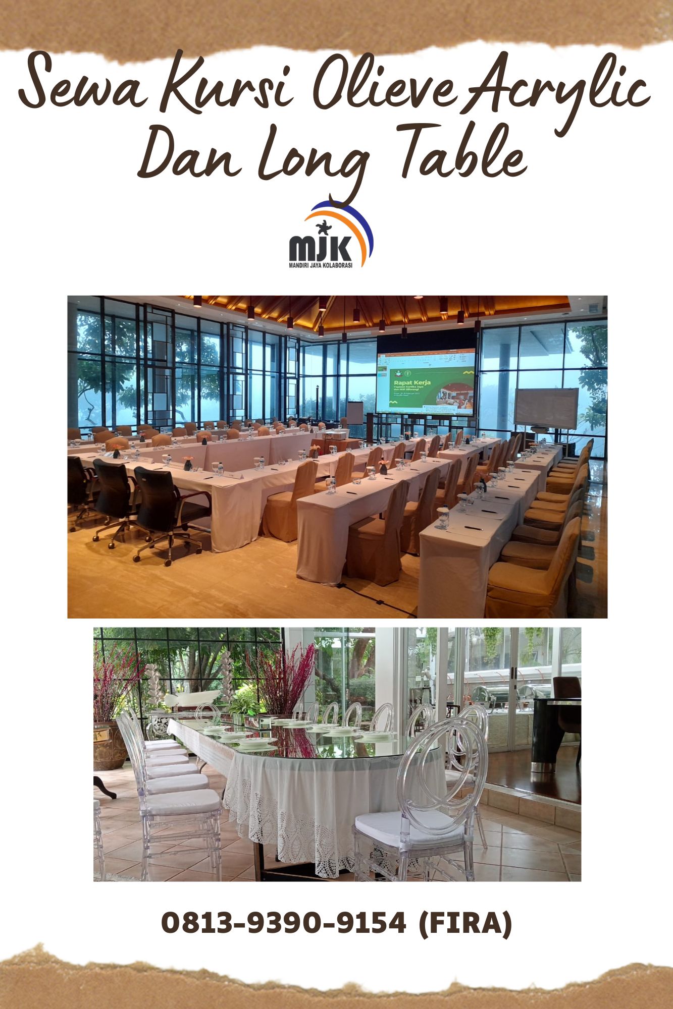 Sewa Kursi Olieve Acrylic Dan Long Table area Jakarta